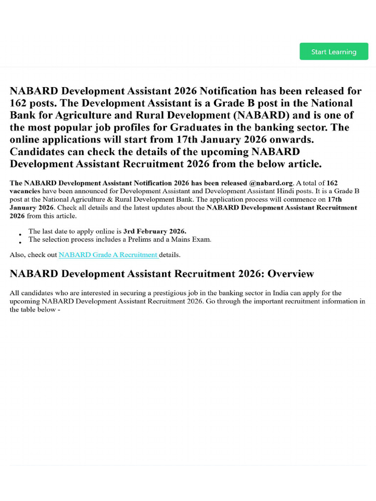 NABARD Development Assistant 2026exam Info | PDF