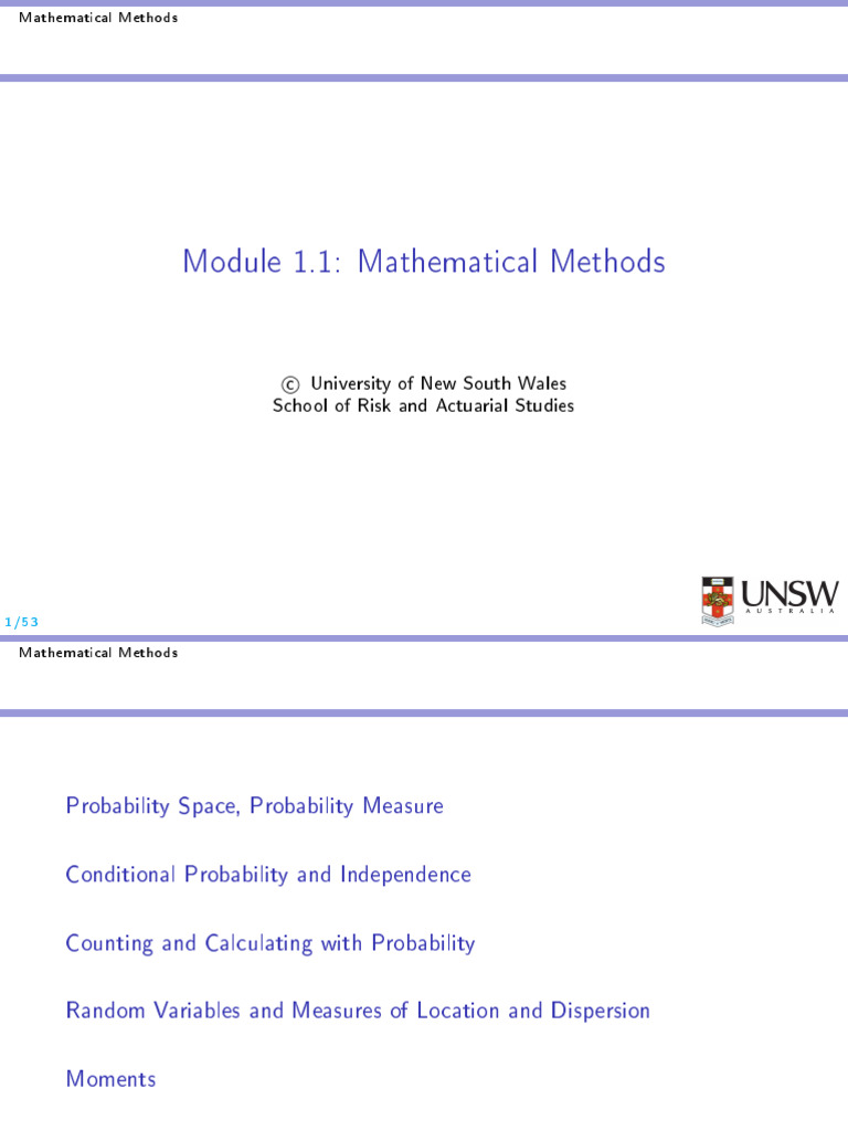 Module 1.1 Slides | PDF | Probability Distribution | Variance