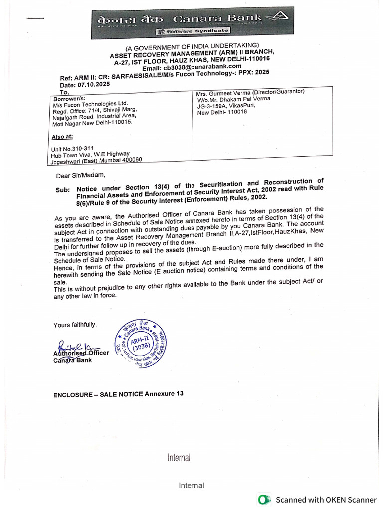 Fucon Sale Notice Dt 07.11.2025 | PDF
