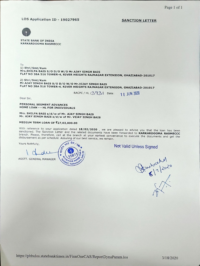 Sanction Letter | PDF