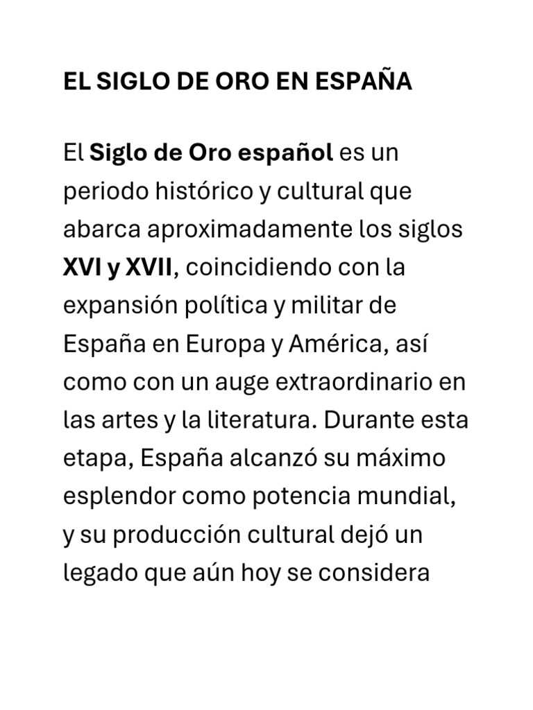 EL SIGLO DE ORO EN ESPAÑA | PDF | España | Barroco