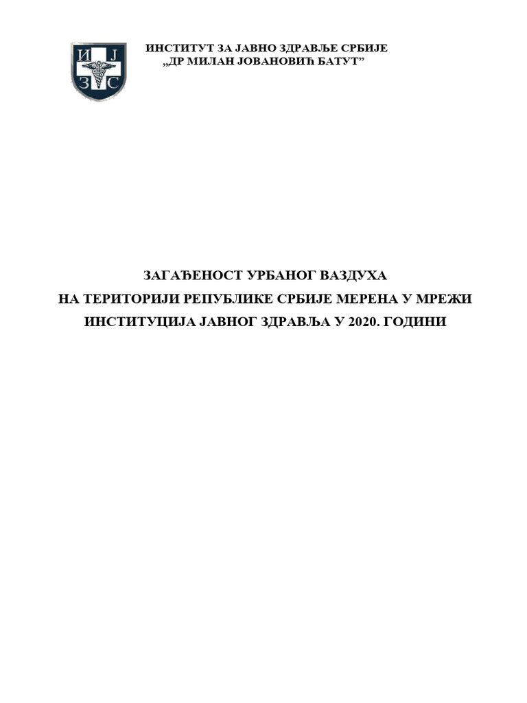 Godisnji Izvestaj Vazduh 2020 | PDF