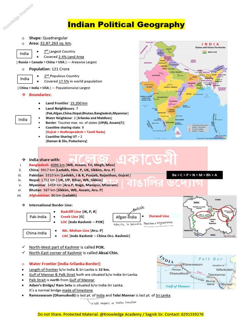 Indian Political Geography Overview | PDF | South Asia