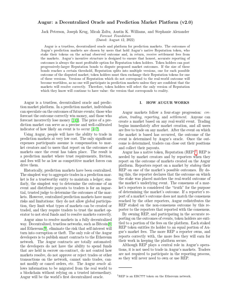 Augur Whitepaper v2 | PDF