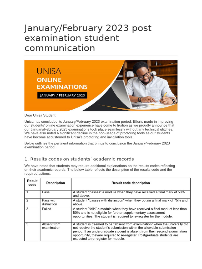 2023 Examination Jan 2023 After Exam Procedure | PDF | Postgraduate ...