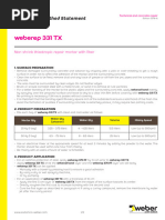 Weber 331 TX Repair Mortar Datasheet | PDF | Cement | Mortar (Masonry)