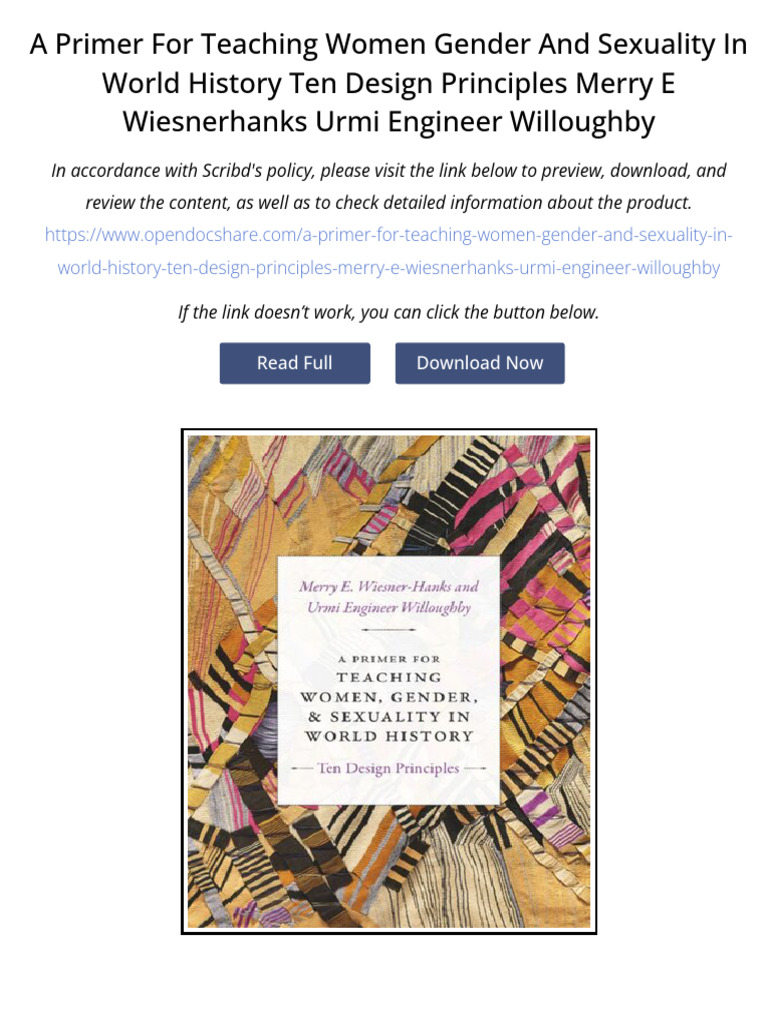 A Primer For Teaching Women Gender And Sexuality In World History Ten ...