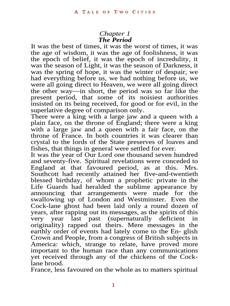 A Tale of Two Cities: Opening Chapter | PDF | A Tale Of Two Cities