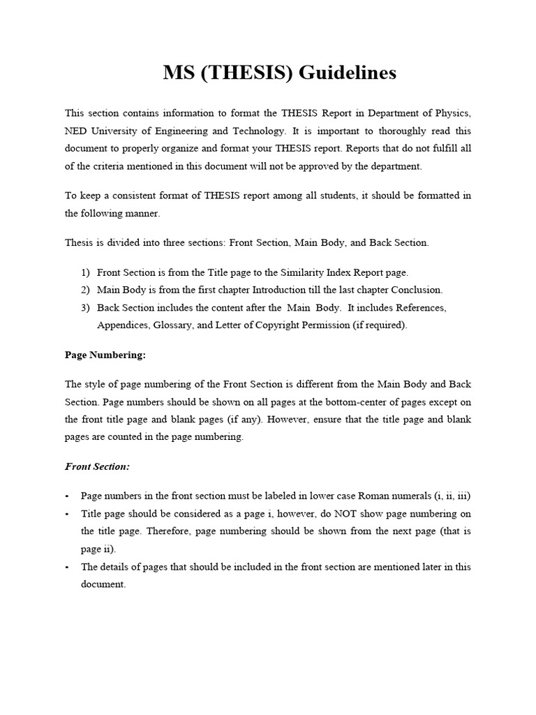 MS Thesis Guidlines | PDF | Thesis | Typefaces