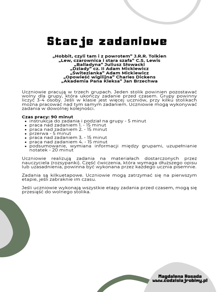 STACJE LEKTURY POWTÓRZENIE | PDF