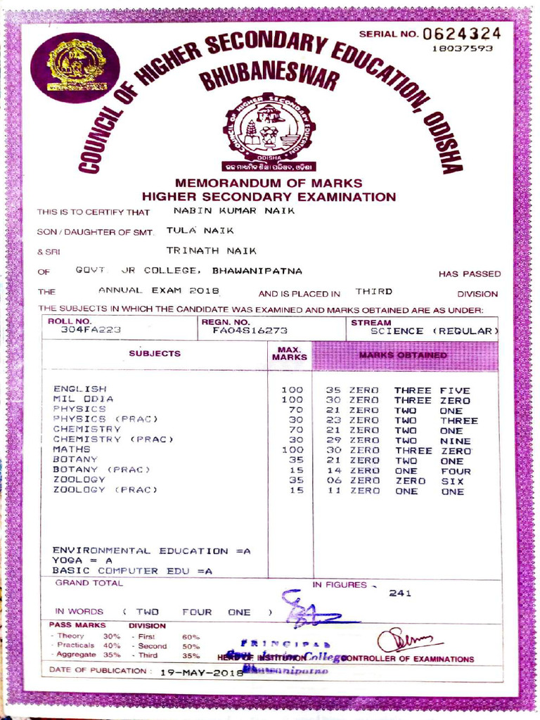 +2 Marksheet Compressed | PDF