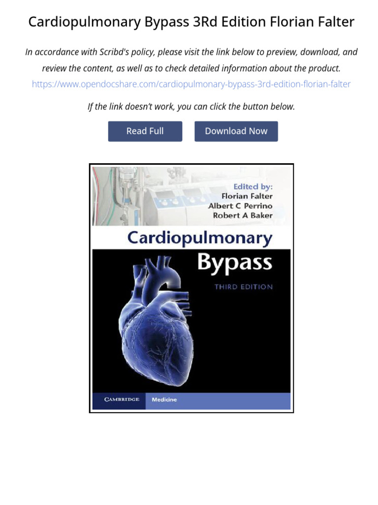 Cardiopulmonary Bypass 3rd Edition Florian Falter | PDF ...