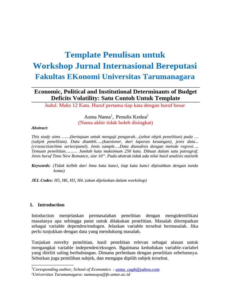 Template Worshop Jurnal Untar 2019 | PDF