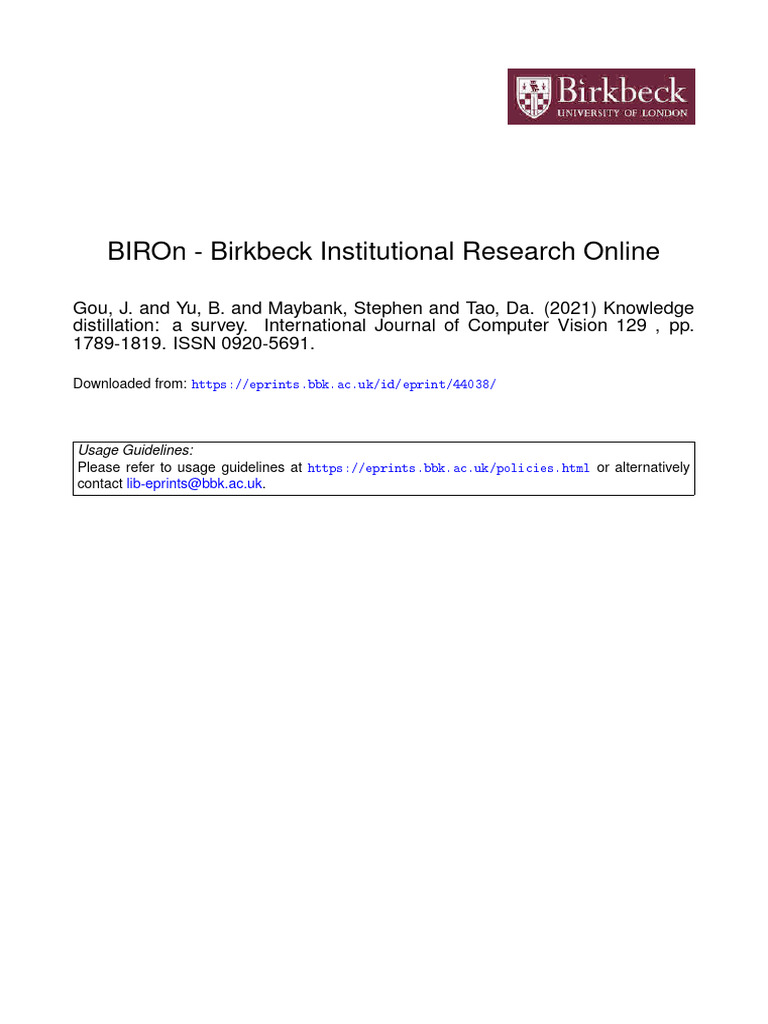 Gou Et Al. - 2021 - Knowledge Distillation A Survey | PDF | Deep ...