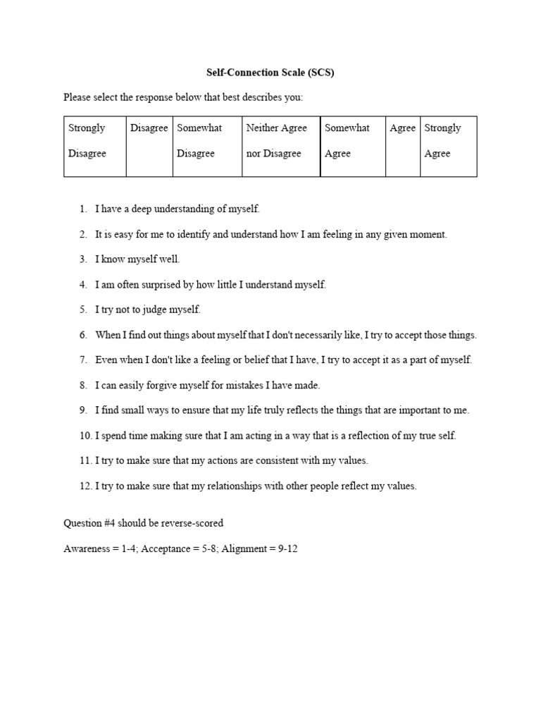 Self Connection Scale | PDF