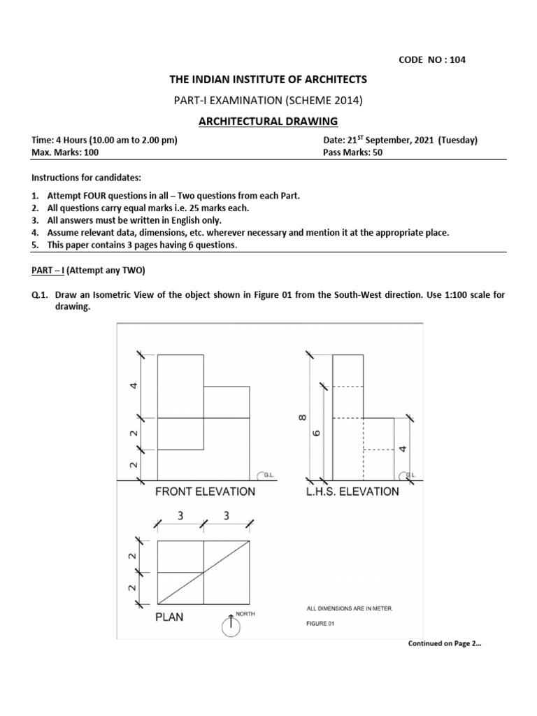 Architectural Drawing Exam Paper 2021 | PDF