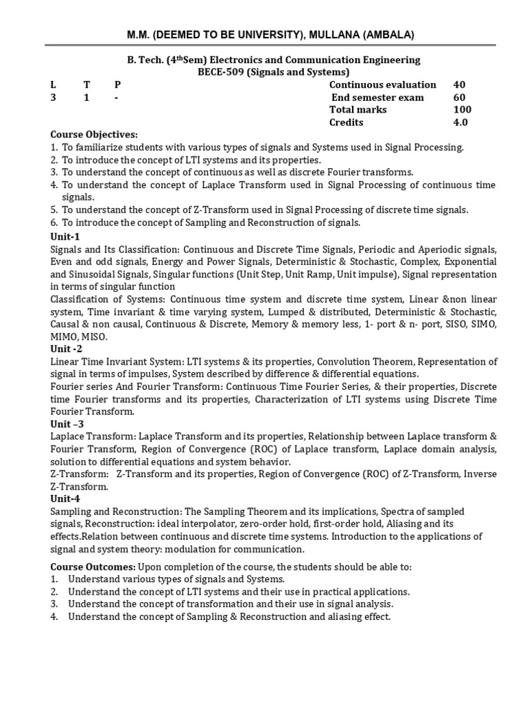 4th sem syllabus(2) | PDF | Mosfet | Cmos
