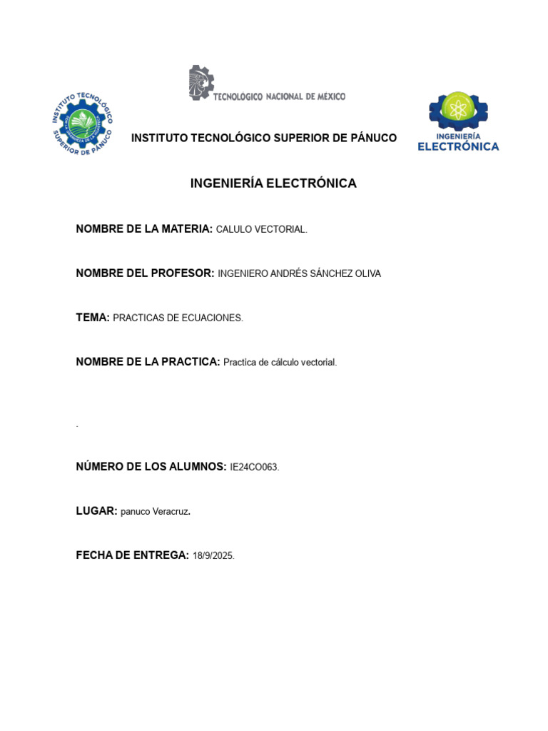 Antonio Emiliano Pérez Guerrero Problemario Calculo Vectorial | PDF ...