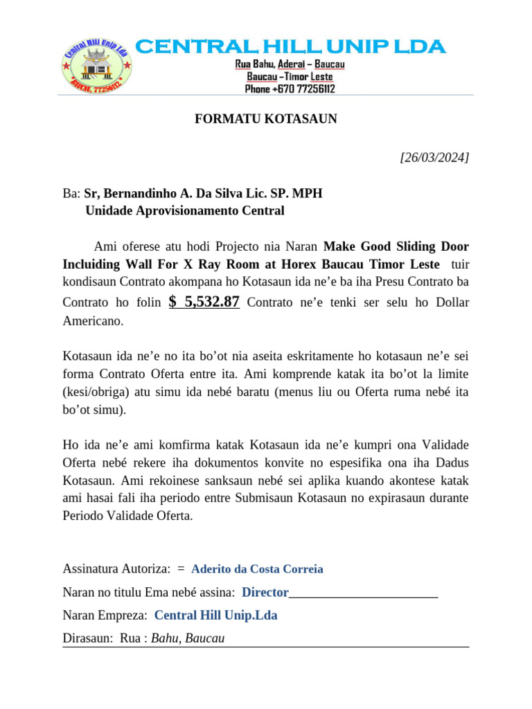 Kotasaun X Ray Baucau | PDF