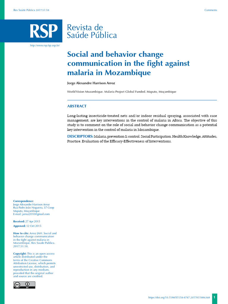 Social Behavior Change in Malaria Control | PDF | Malaria
