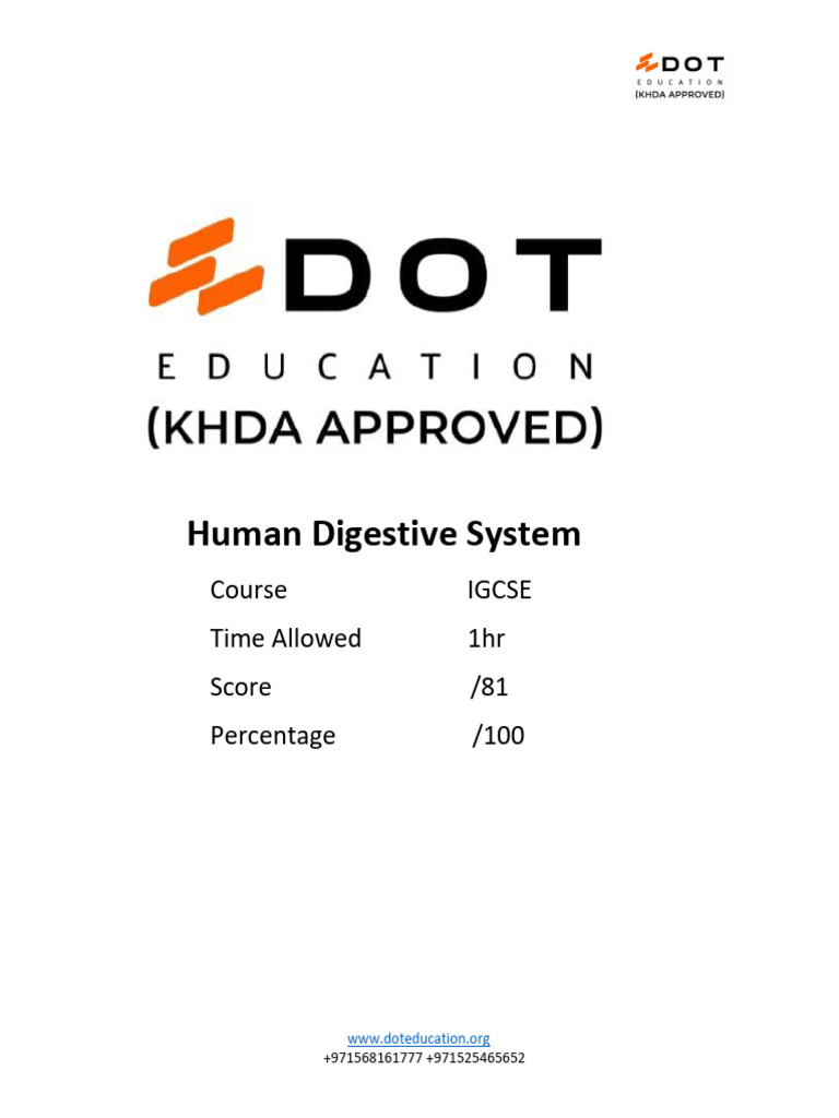 IGCSE Human Digestive System Course | PDF