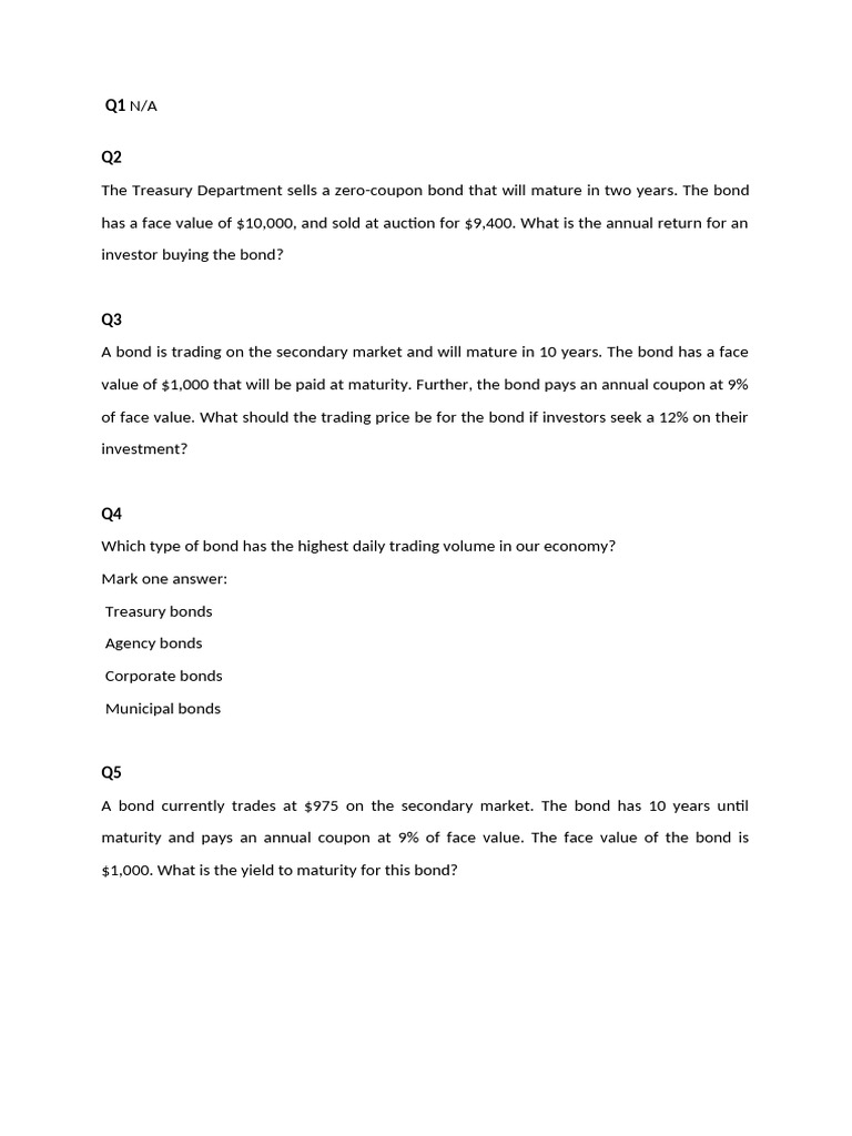 CFA Questions Bonds (1) | PDF | Bonds (Finance) | Yield (Finance)