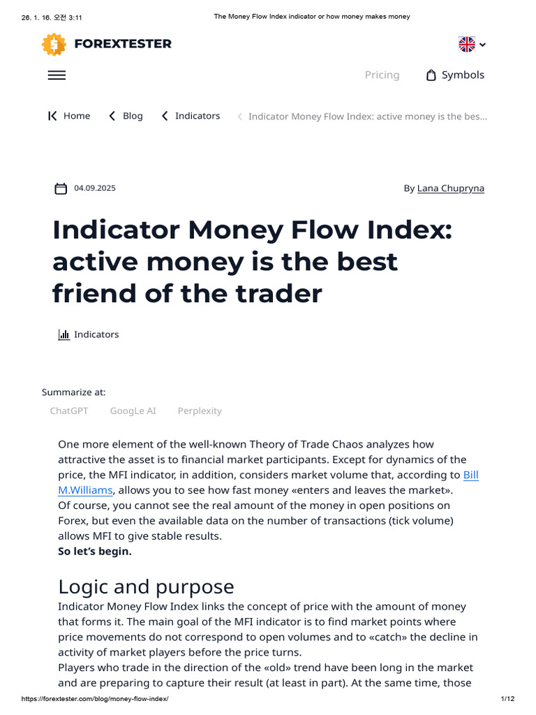 Money Flow Index: Key Trading Insights | PDF | Market (Economics) | Cash
