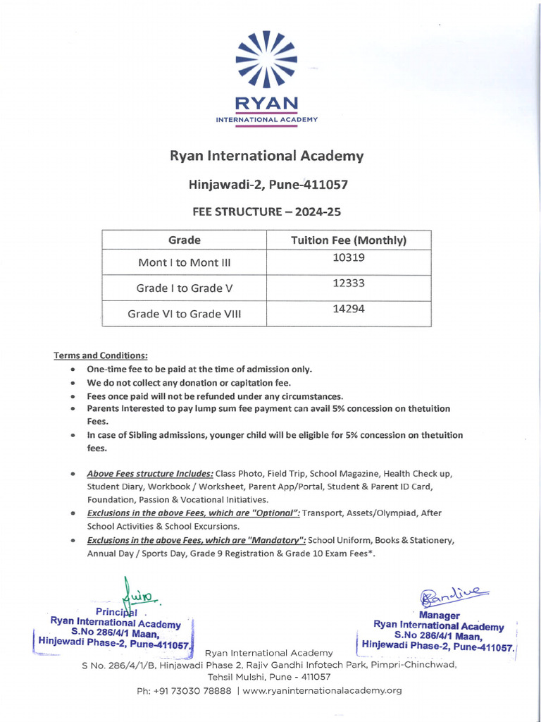 Fee Structure AY 24 25 (1) | PDF