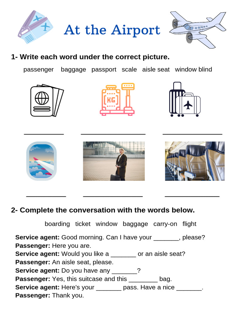 Airport Vocabulary and Conversation Practice | PDF