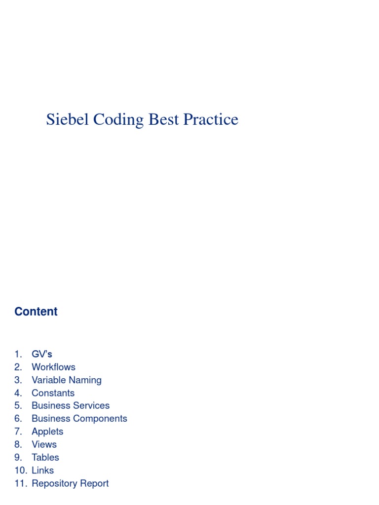 Siebel Coding Best Practice Pdf Variable Computer Science Computing