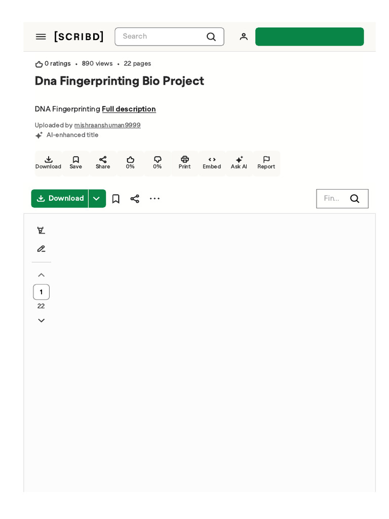 Www.scribd.comdocument796945641604854192 Dna Fingerprinting Bio Project ...