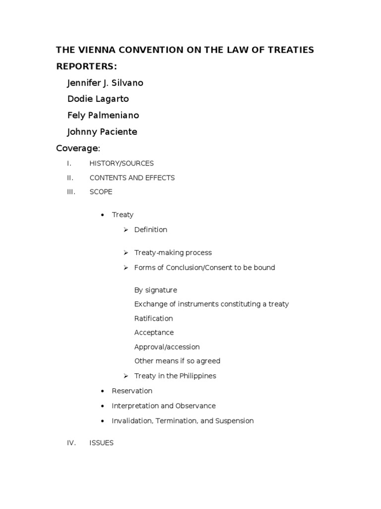 The Vienna Convention on the Law of Treaties | Treaty | Ratification