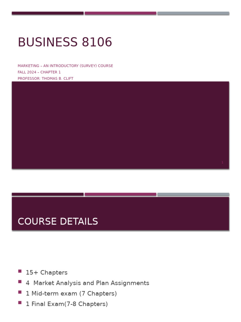 8106 Chapter 1 Fall 2024 September 4 200 pm | PDF | Marketing | Customer