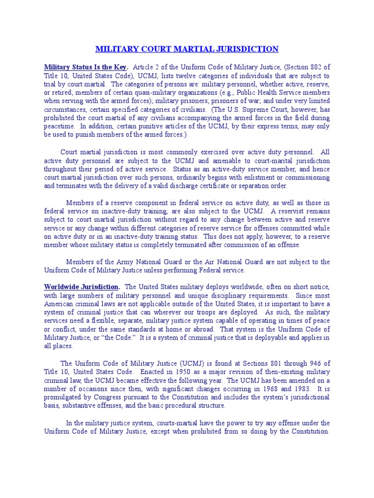 Military Court Martial Jurisdiction | PDF | Court Martial | Uniform ...
