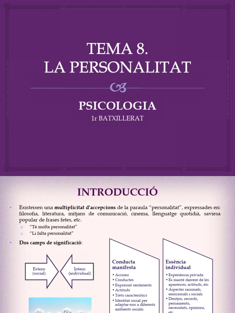 TEMA 8. LA PERSONALITAT (alumnes) es para psicologia | PDF
