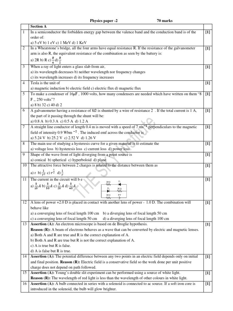 Physics Exam Paper - Key Concepts and Questions | PDF | Electronvolt ...
