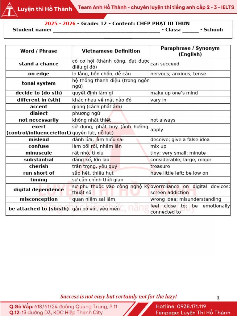 G12-CHÉP-PHẠT-VOCAB-LIVESTREAM-24.10.2025 | PDF
