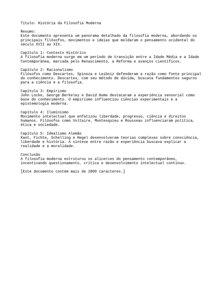 Panorama da Filosofia Moderna | PDF