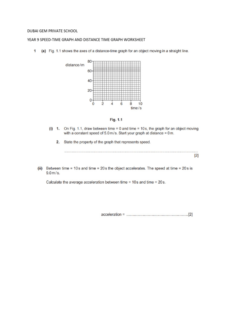 QP Speed Time Graph | PDF