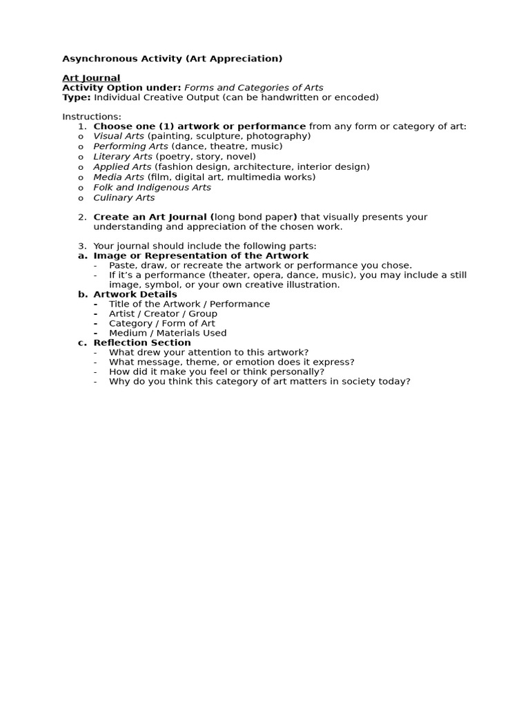 Asynchronous Activity_Art Appreciation | PDF