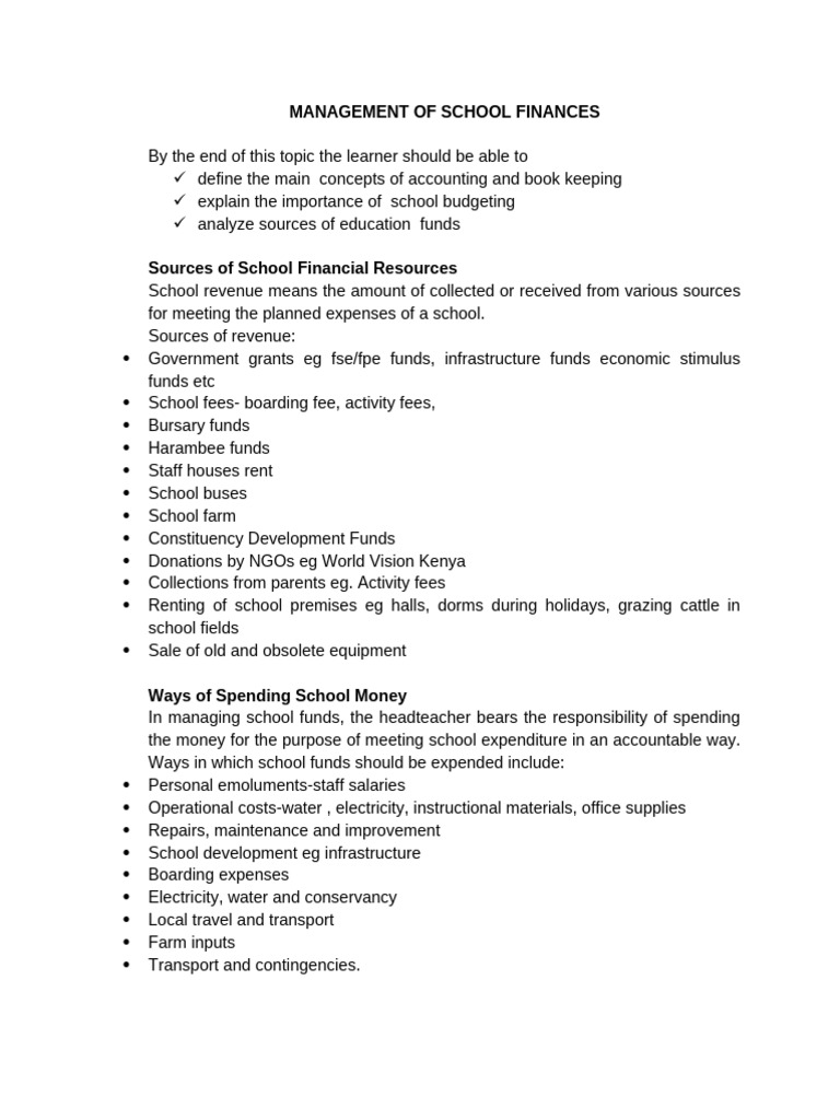 School Finance Management Guide | PDF | Audit | Debits And Credits