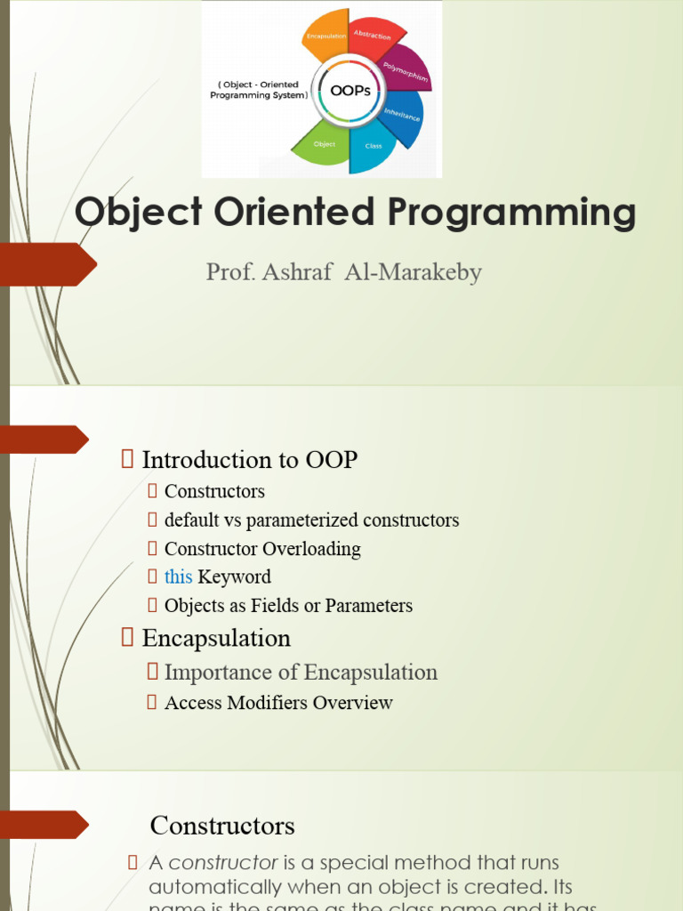 Lec3.pptx | PDF | Programming | Constructor (Object Oriented Programming)