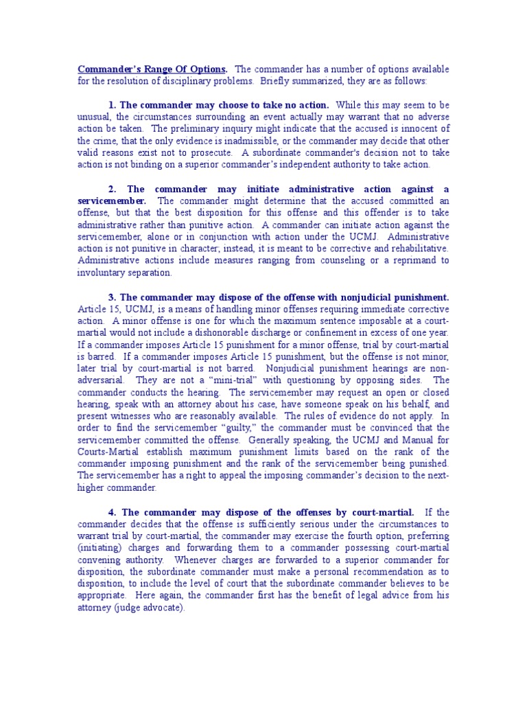 Command Options For Handling Misconduct | PDF