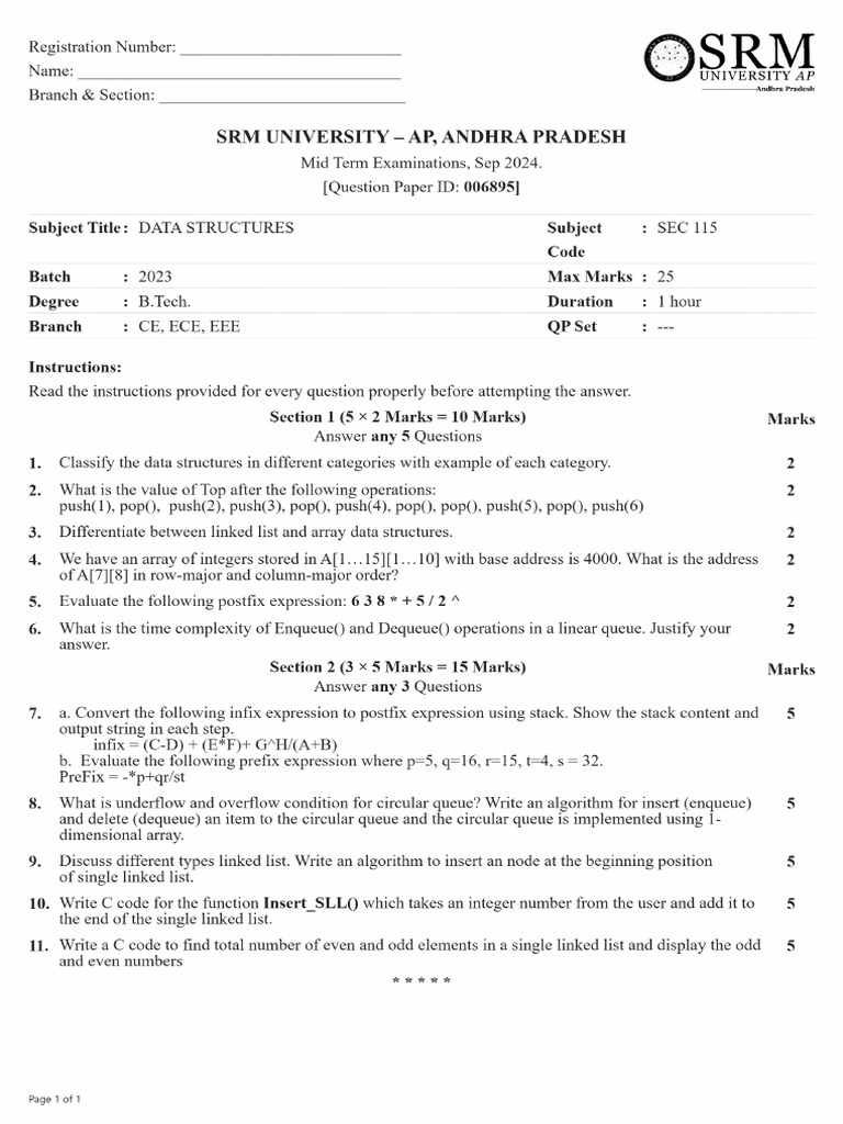 Seas Cse Sec 115 Data Structures | PDF