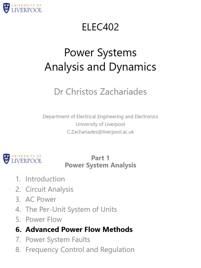 ELEC402-PP-06-01 - Advanced Power Flow Methods | PDF | Electricity ...
