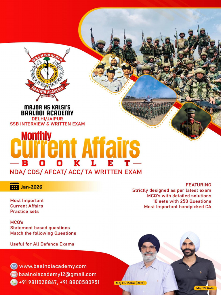 Current Affairs Booklet JAN 2026 | PDF