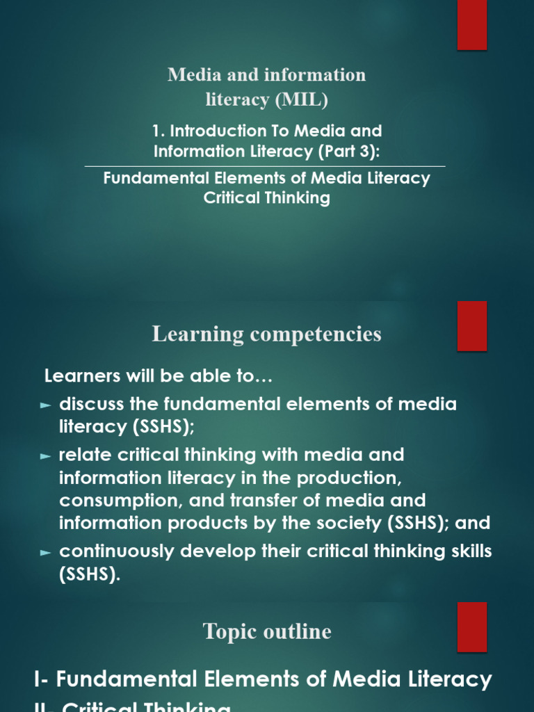 Media Literacy and Critical Thinking Guide | PDF | Critical Thinking ...