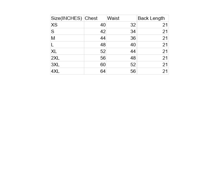 Varsity Jacket Size Chart - Sheet1 (1) | PDF