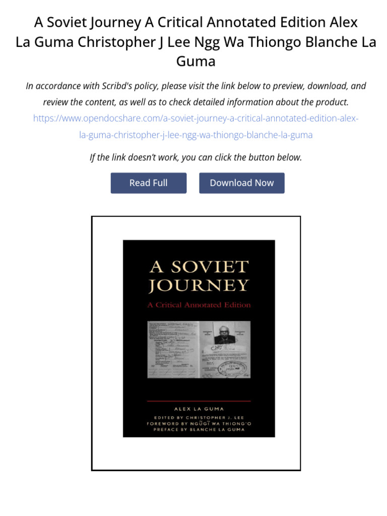 A Soviet Journey A Critical Annotated Edition Alex La Guma Christopher ...