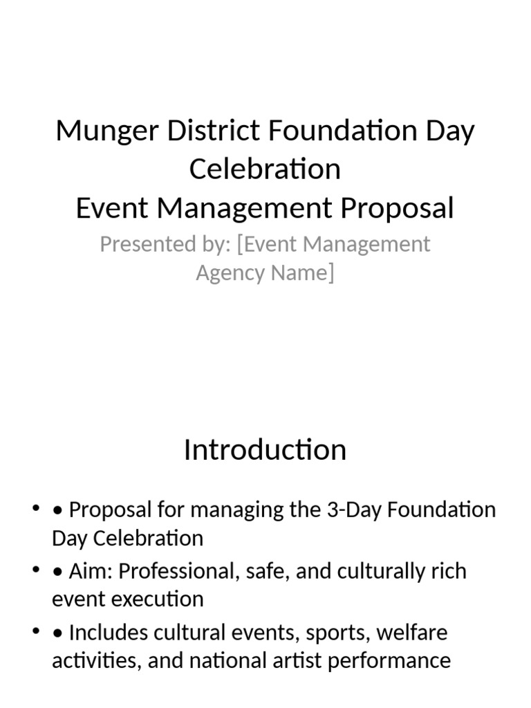 Munger Foundation Day Proposal | PDF